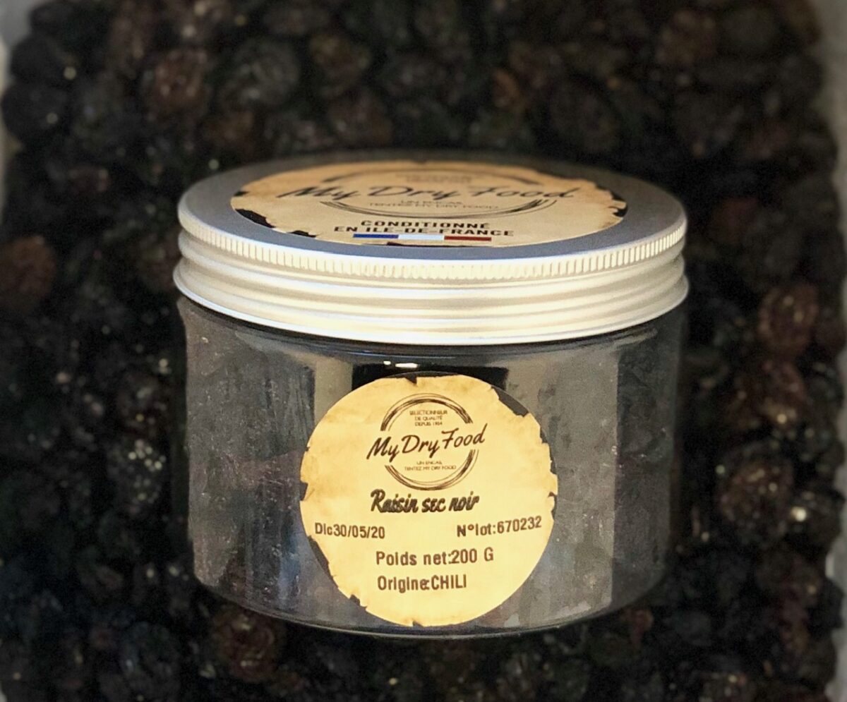 Raisin Sec Noir – la boite de 200g – Planète Fruits